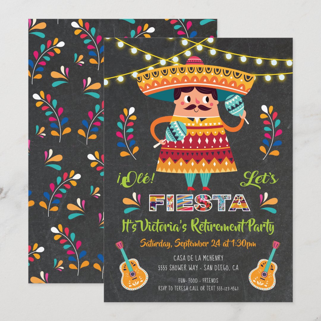 Mariachi Mexcian Fiesta Retirement Party Invitation | Zazzle