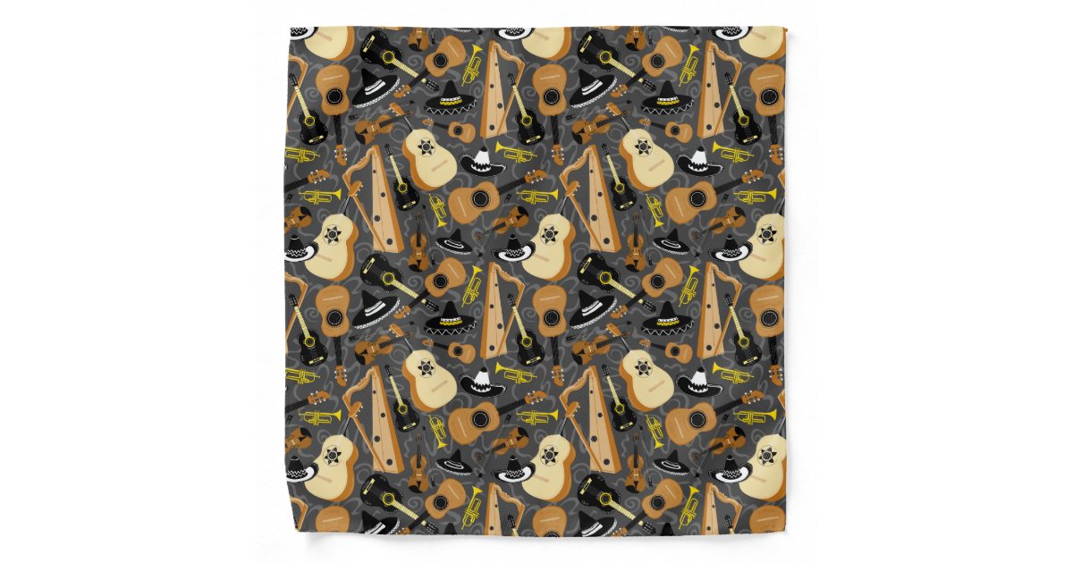 Mariachi Musical Instruments Pattern Fun Bandana | Zazzle