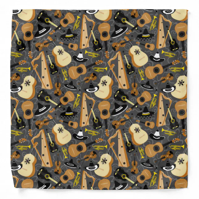 Mariachi Musical Instruments Pattern Fun Bandana | Zazzle