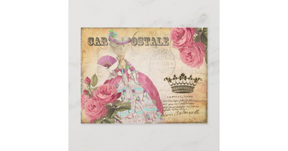Marie Antoinette Gold Crown Rose Post Card | Zazzle