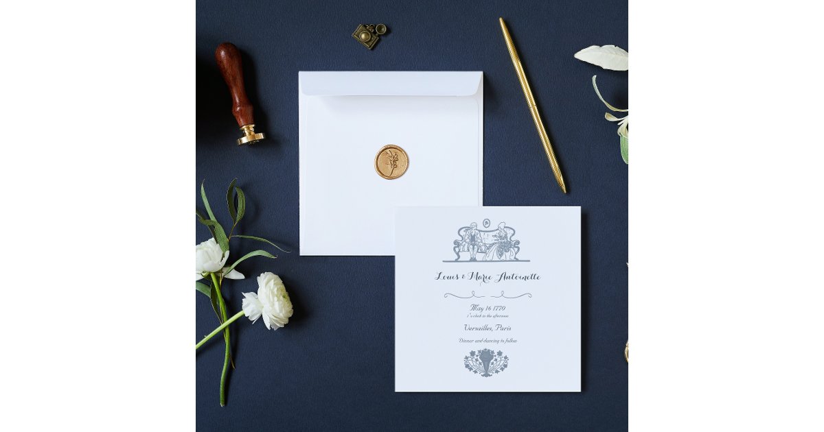Marie Antoinette Rococo Blue Wedding Invitation | Zazzle