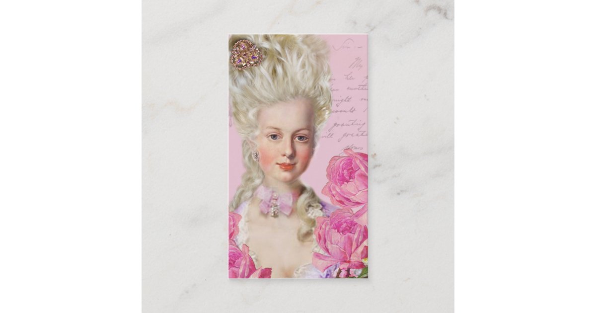 Marie Antoinette Rose Pink Business Cards | Zazzle