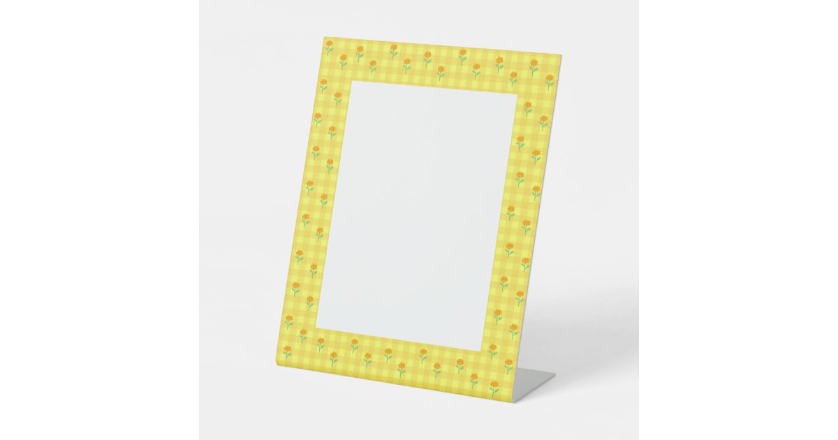 Marigold & Check (Yellow) Pedestal Sign | Zazzle