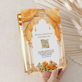 Marigold Floral South Indian Mandap Hindu Wedding Invitation | Zazzle