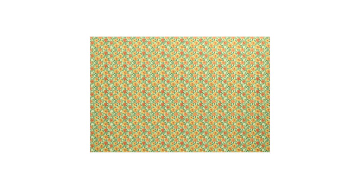 Marigold Flower Pattern Fabric | Zazzle