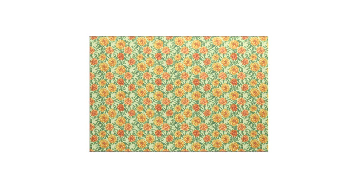 Marigold Flower Pattern Fabric | Zazzle