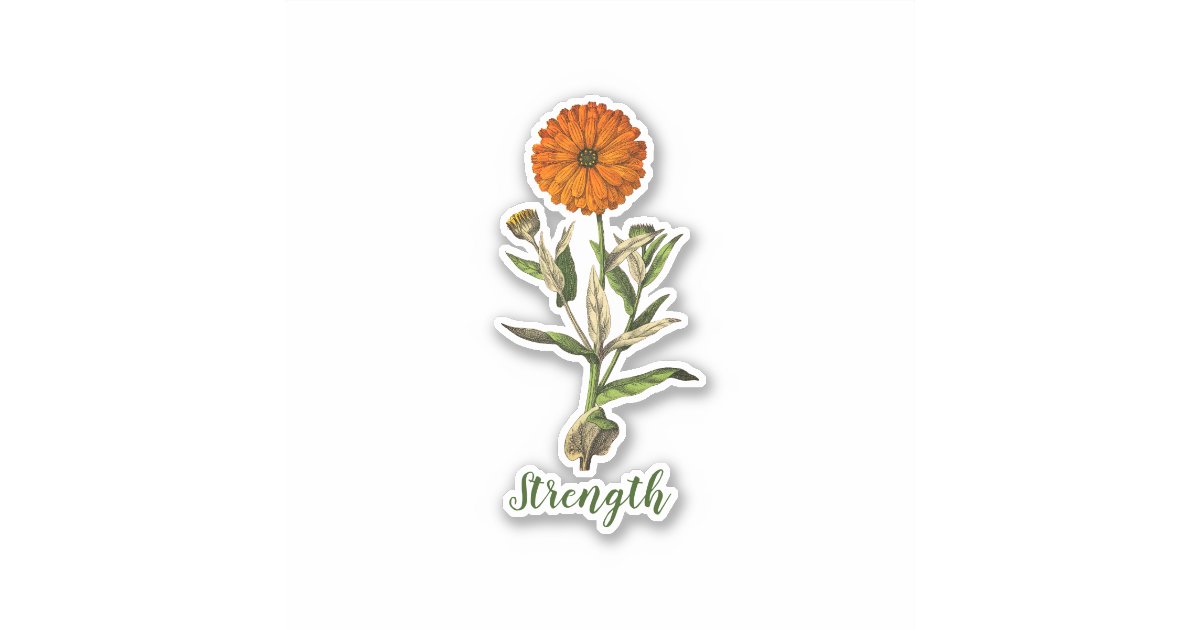 Marigold Strength Inspirational Classic Round Stic Sticker | Zazzle