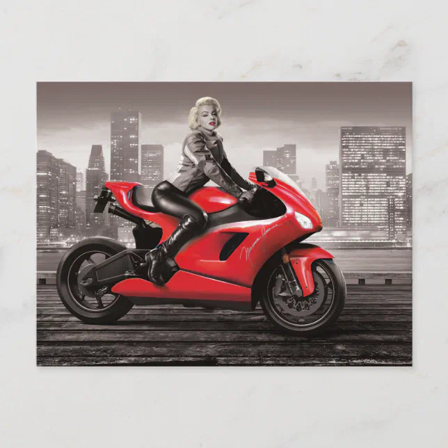 Marilyn's Motorcycle Postcard | Zazzle