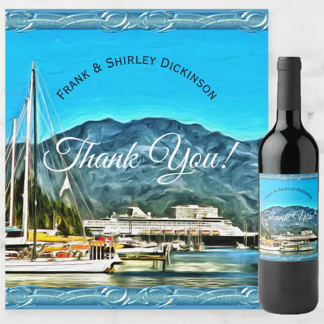 Marina Vallarta Thank You 0946 Wine Label | Zazzle