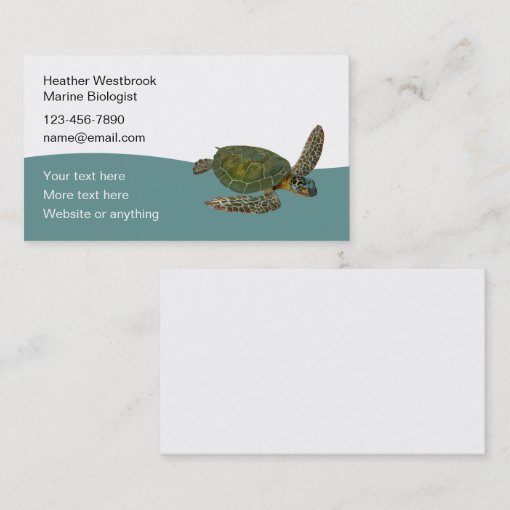 Marine Biologist Sea Turtle Theme Business Card | Zazzle