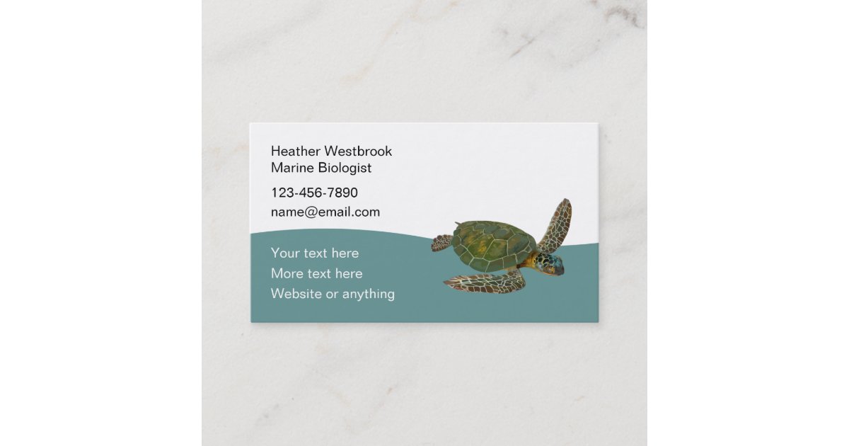 Marine Biologist Sea Turtle Theme Business Card | Zazzle