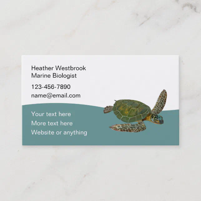 Marine Biologist Sea Turtle Theme Business Card | Zazzle