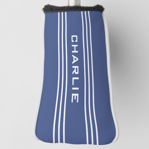 Marine Blue Stripes custom monogram putter cover | Zazzle