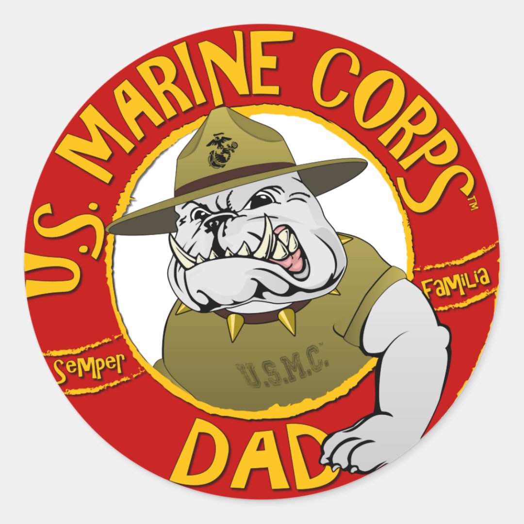 Marine Corp Dad Classic Round Sticker | Zazzle