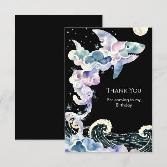 Marine Editable Simple Shark Birthday Thank You Card | Zazzle