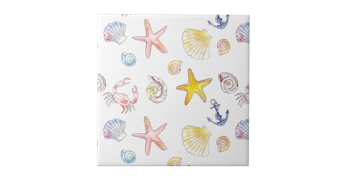 Marine Life & Anchors Ceramic Tile | Zazzle