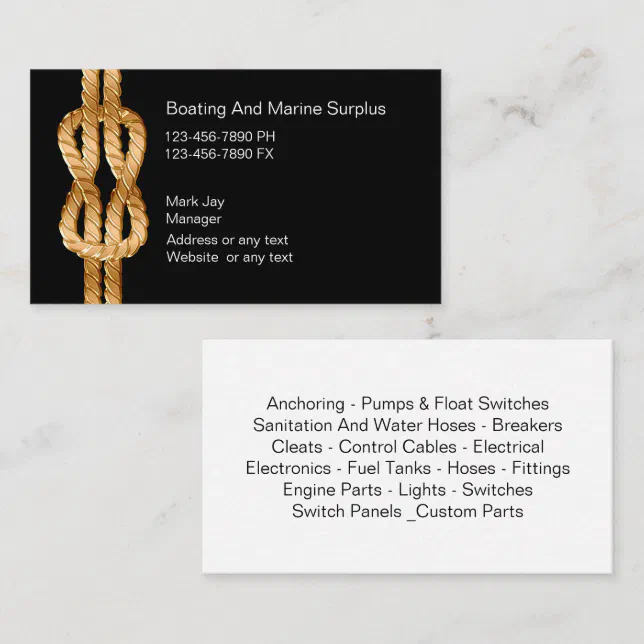 Marine Supplies Business Cards | Zazzle