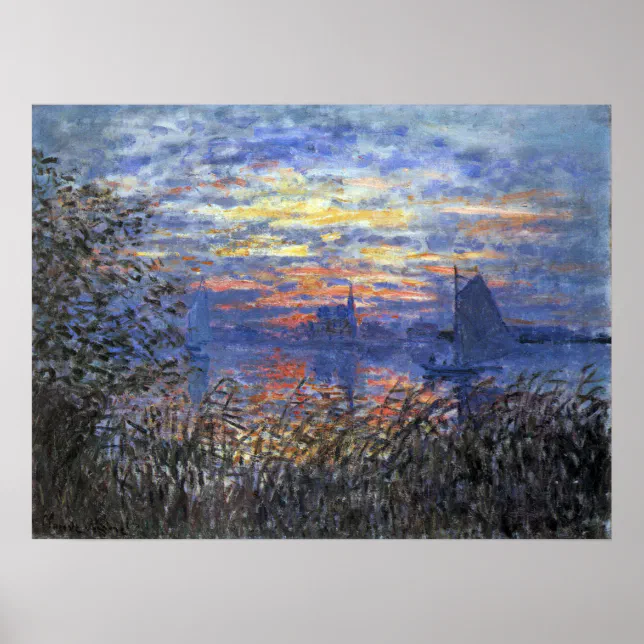Marine View with a Sunset by Claude Monet Poster | Zazzle