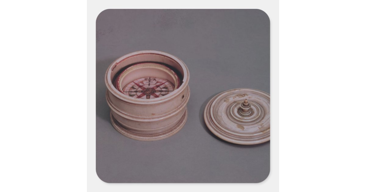 Mariner's compass in an ivory case square sticker | Zazzle