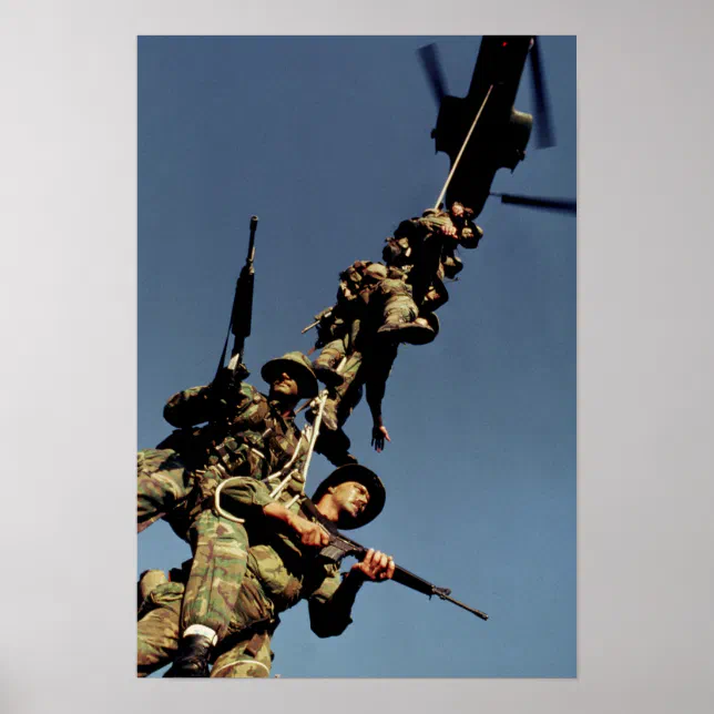 Marines on a SPIE RIG. a rope device that will Poster | Zazzle