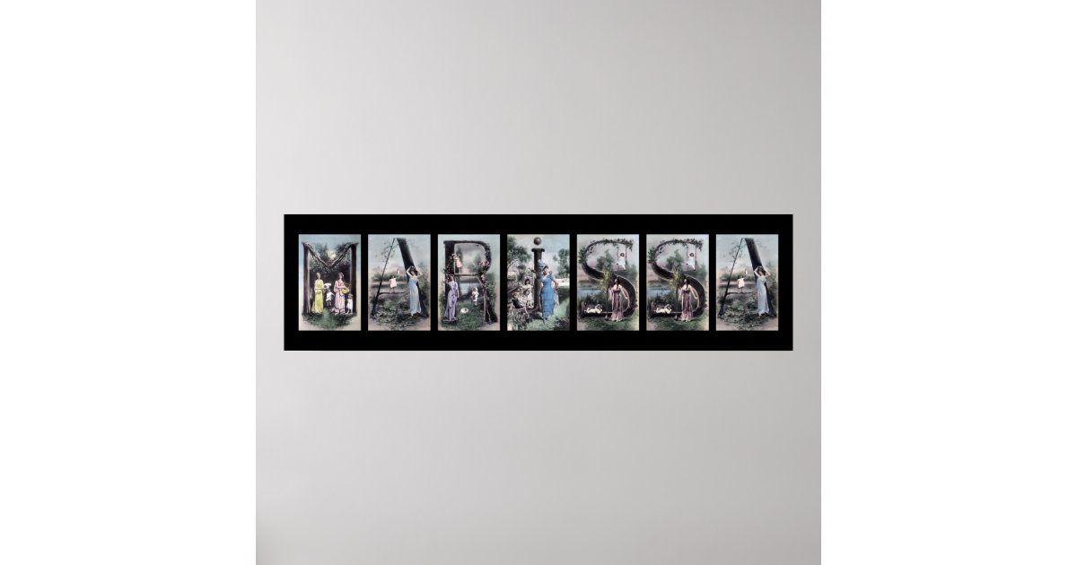 MARISSA Vintage Alphabet Letter Name Art Poster | Zazzle
