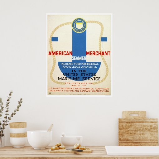 Maritime Service Recruiting Poster - WPA | Zazzle