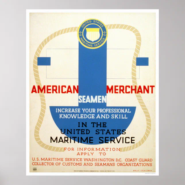 Maritime Service Recruiting Poster - WPA | Zazzle