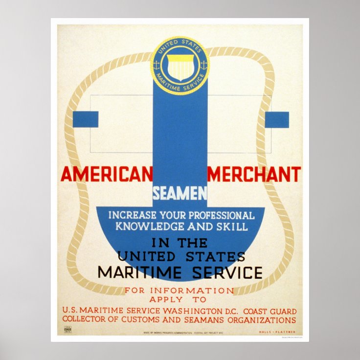 Maritime Service Recruiting Poster - WPA | Zazzle