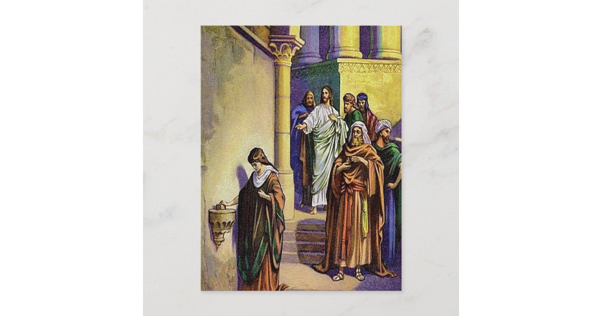 Mark 12:41-44 A Widow Gives All She Has postcard | Zazzle
