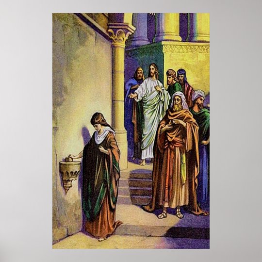 Mark 12:41-44 A Widow Gives All She Has poster | Zazzle.com