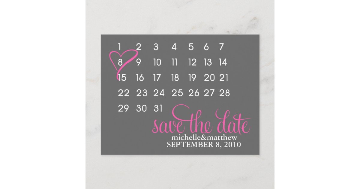 Mark Your Calendar Wedding Save The Date Announcement Postcard | Zazzle