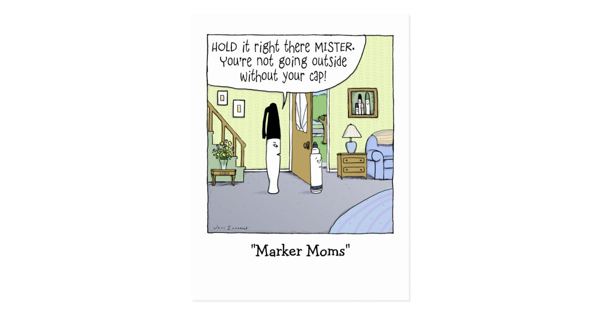"Marker Moms" Funny Cartoon Postcard | Zazzle.com