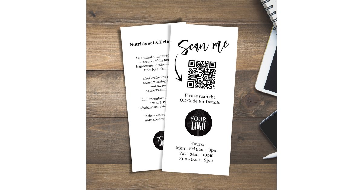 Marketing Brochure Logo Simple QR Code Rack Card | Zazzle