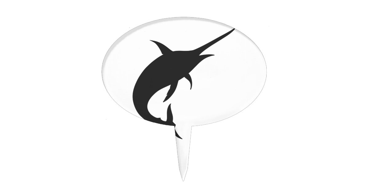 Marlin fish silhouette - Choose background color Cake Topper | Zazzle