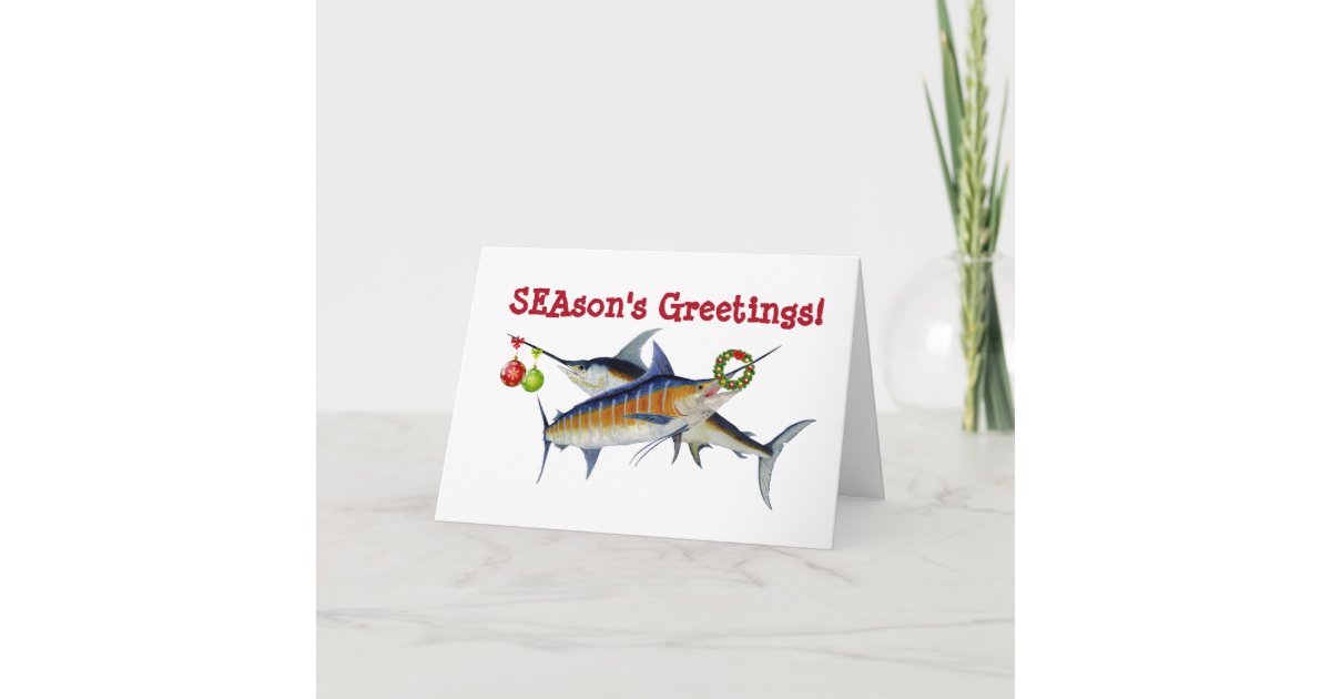 Marlin & Swordfish Christmas Card | Zazzle