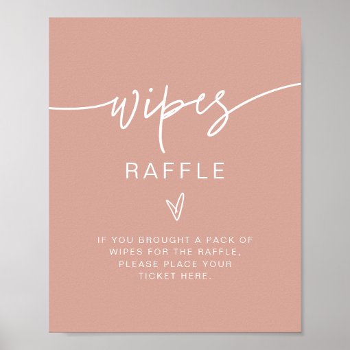 MARLO Boho Blush Pink Baby Wipes Raffle Game Sign | Zazzle