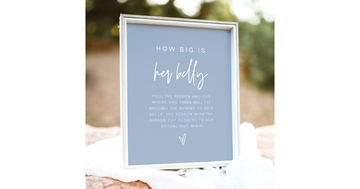 MARLO Boho Dusty Blue How Big is Her Belly Game Poster | Zazzle