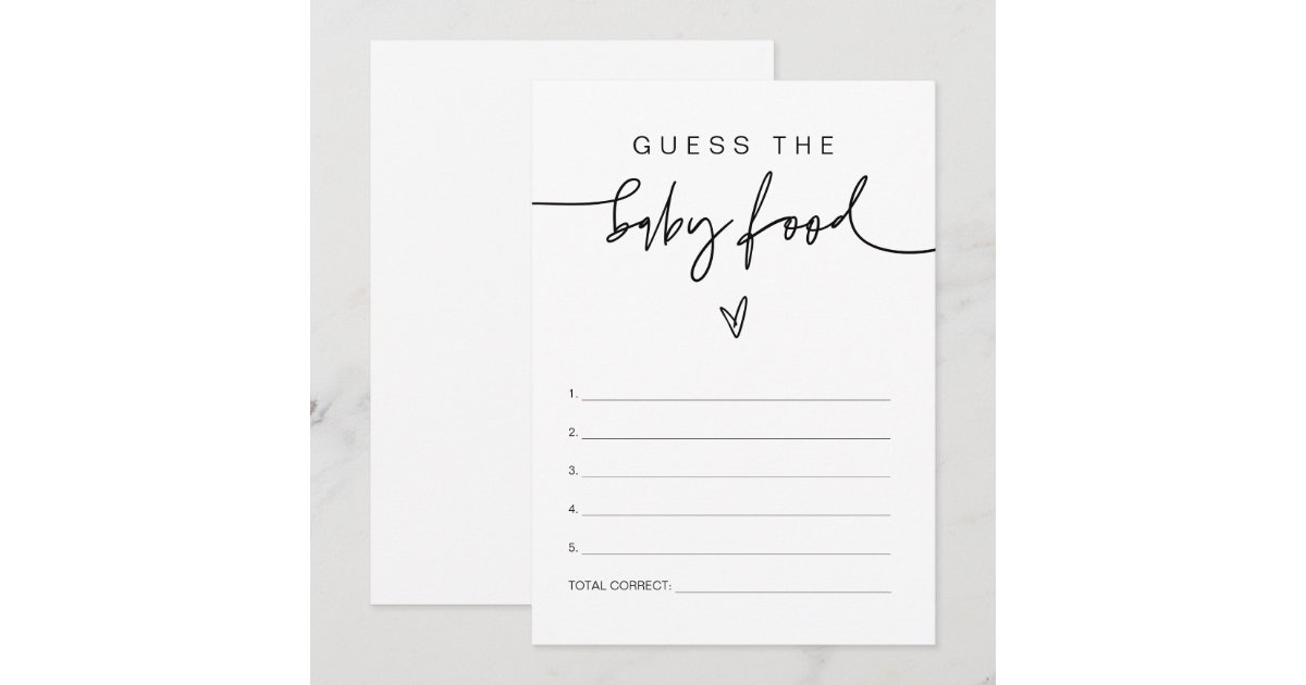 MARLO Bold Contemporary Guess the Baby Food Game Invitation | Zazzle