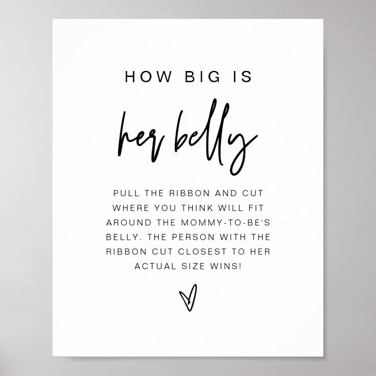 MARLO Bold Modern How Big is Her Belly Game Poste Poster | Zazzle