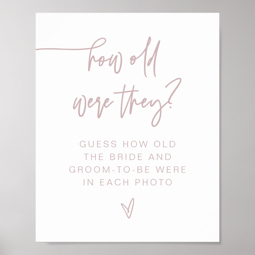 MARLO Dusty Rose Modern How Old Were They Sign | Zazzle