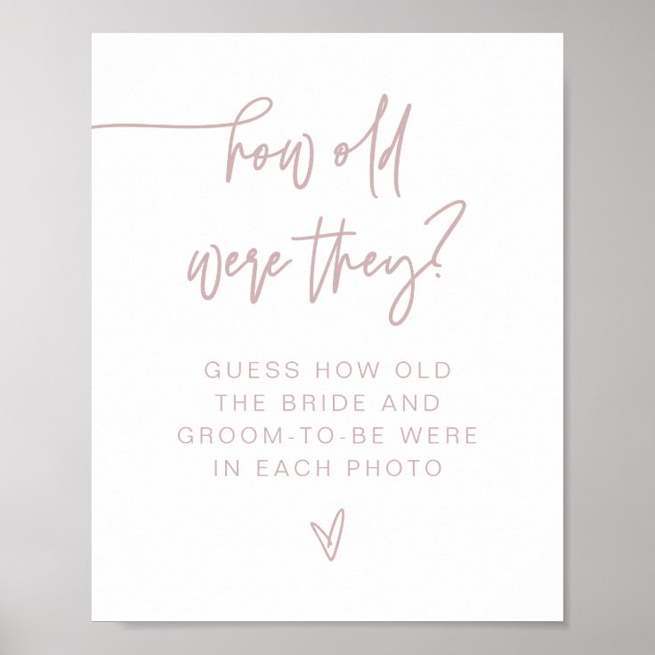 MARLO Dusty Rose Modern How Old Were They Sign | Zazzle