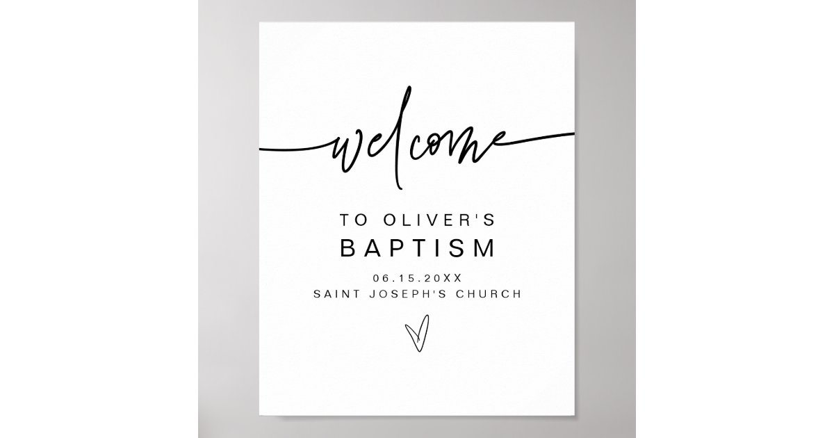 MARLO Modern Bold Contemporary Baptism Welcome Poster | Zazzle