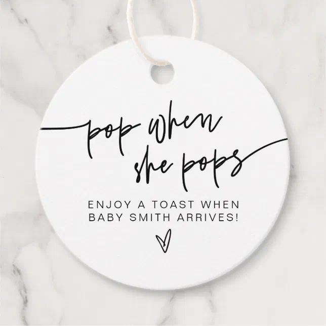 MARLO Modern Bold Pop When She Pops Shower Favor Tags | Zazzle