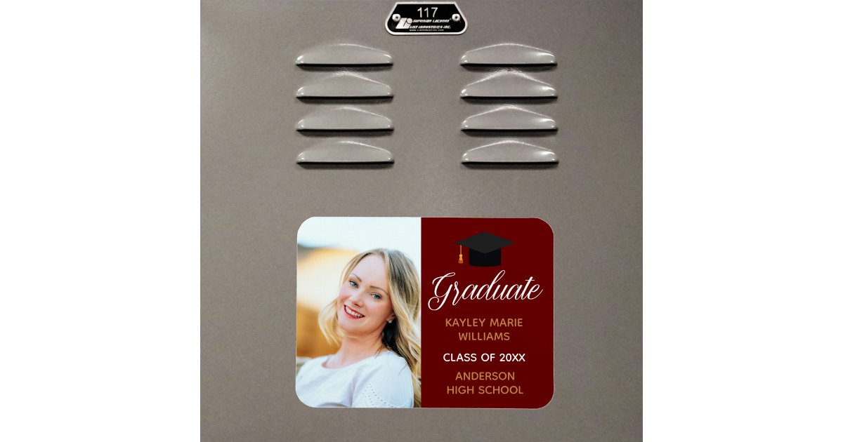 Maroon 2025 Graduation Photo Announcement Magnet | Zazzle