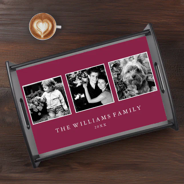 Maroon 3-Photo Family Collage Personalized Serving Tray | Zazzle