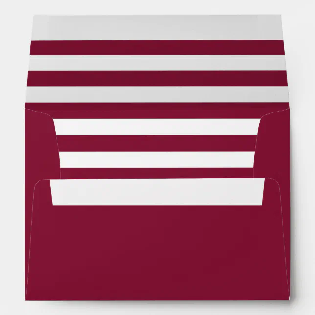 Maroon A7 Envelope 5"x7" with Striped Lining | Zazzle