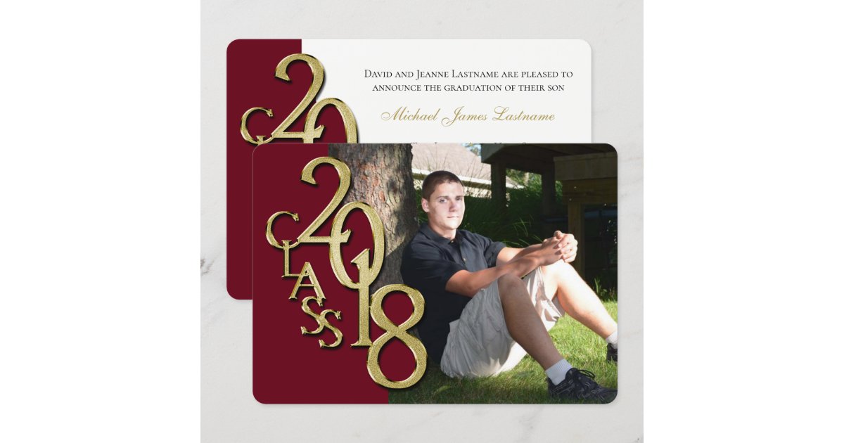 Maroon and Gold 2018 Graduation Invitation | Zazzle