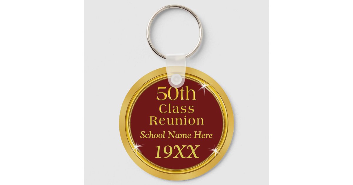 Maroon and Gold 50th High School Reunion Souvenirs Keychain | Zazzle