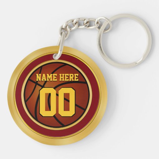 Maroon and Gold Personalized Basketball Keychains | Zazzle