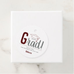 Maroon and Gray Graduation Cap Favor Tags | Zazzle